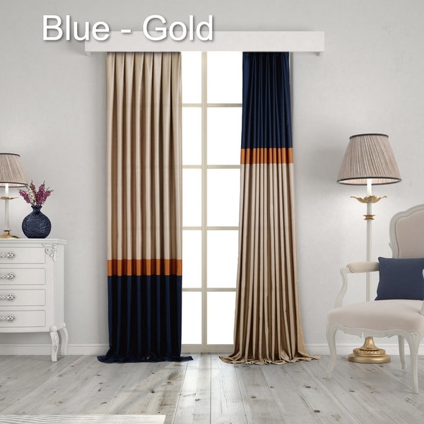 Color Block Curtains - Etsy