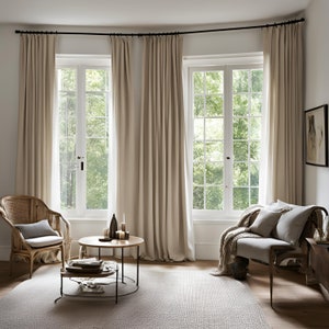 Thick Linen Curtains for Living Room, Extra Wide Custom Size Heavy ...