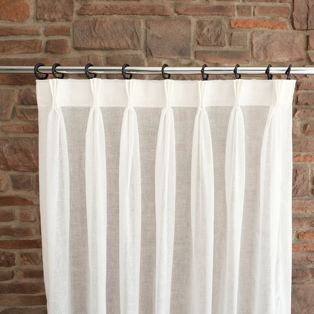 Triple Pinch Pleat Sheer Linen Curtains – Custom Size Cafe Curtains for ...