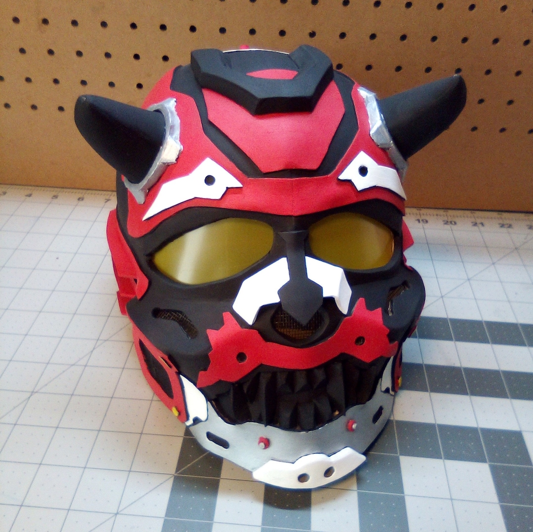 DIY Cyberpunk Oni Demon Helmet EVA Foam Template - Etsy
