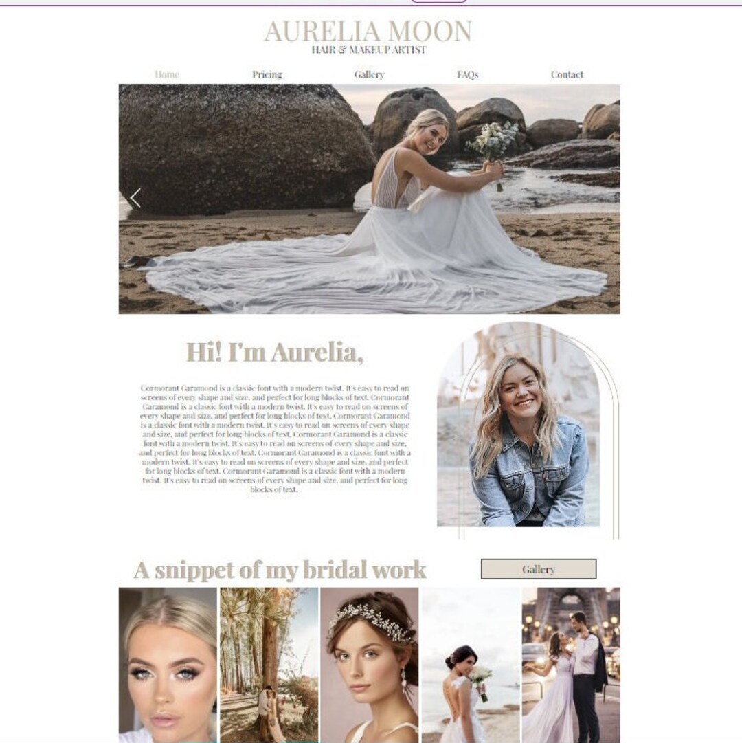 Aurelia Wix Website Template Design Wedding Makeup Hair Photographer Florist Etsy