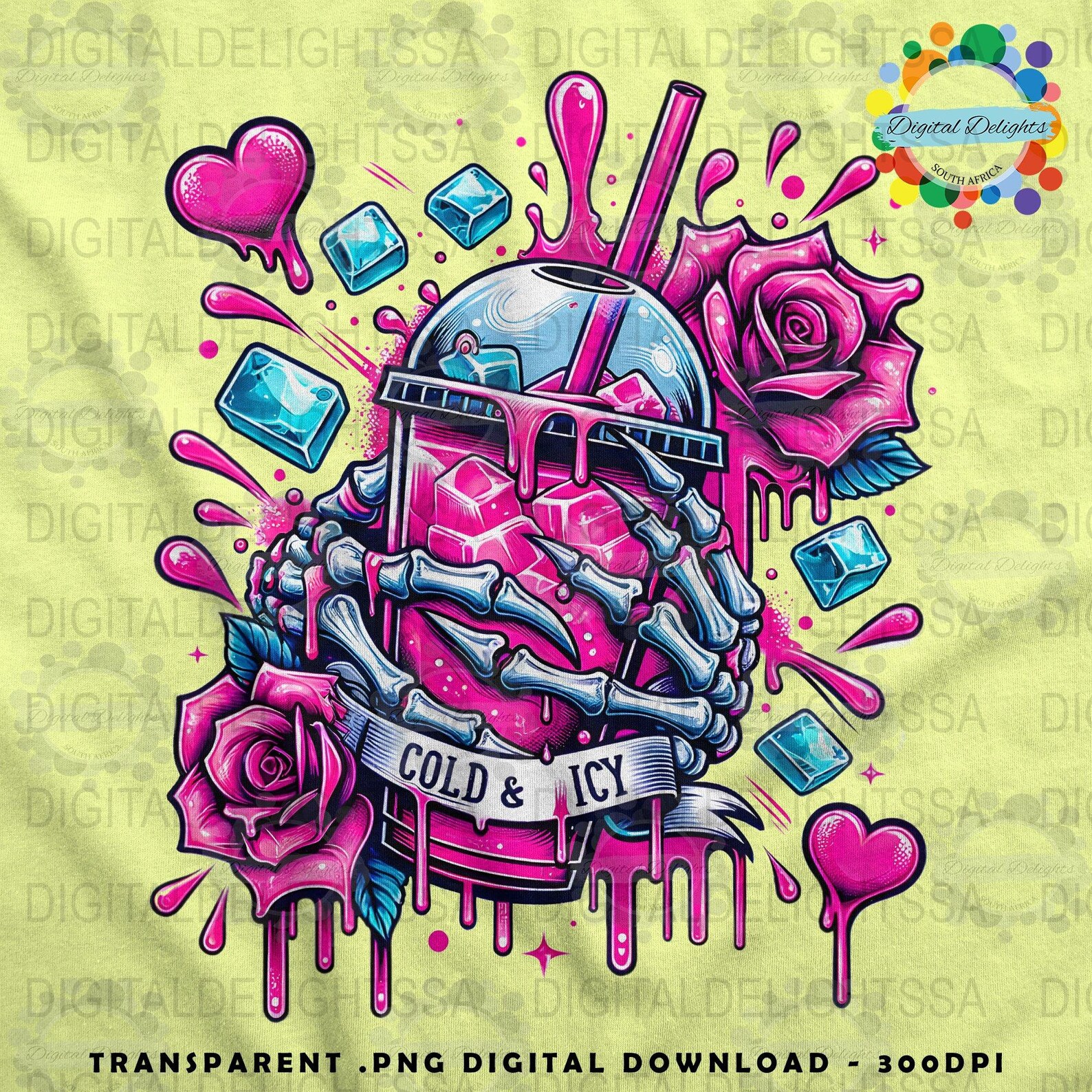Anti Valentine Cold and Icy Vibrant Skull Ice Cream Instant Download - Etsy