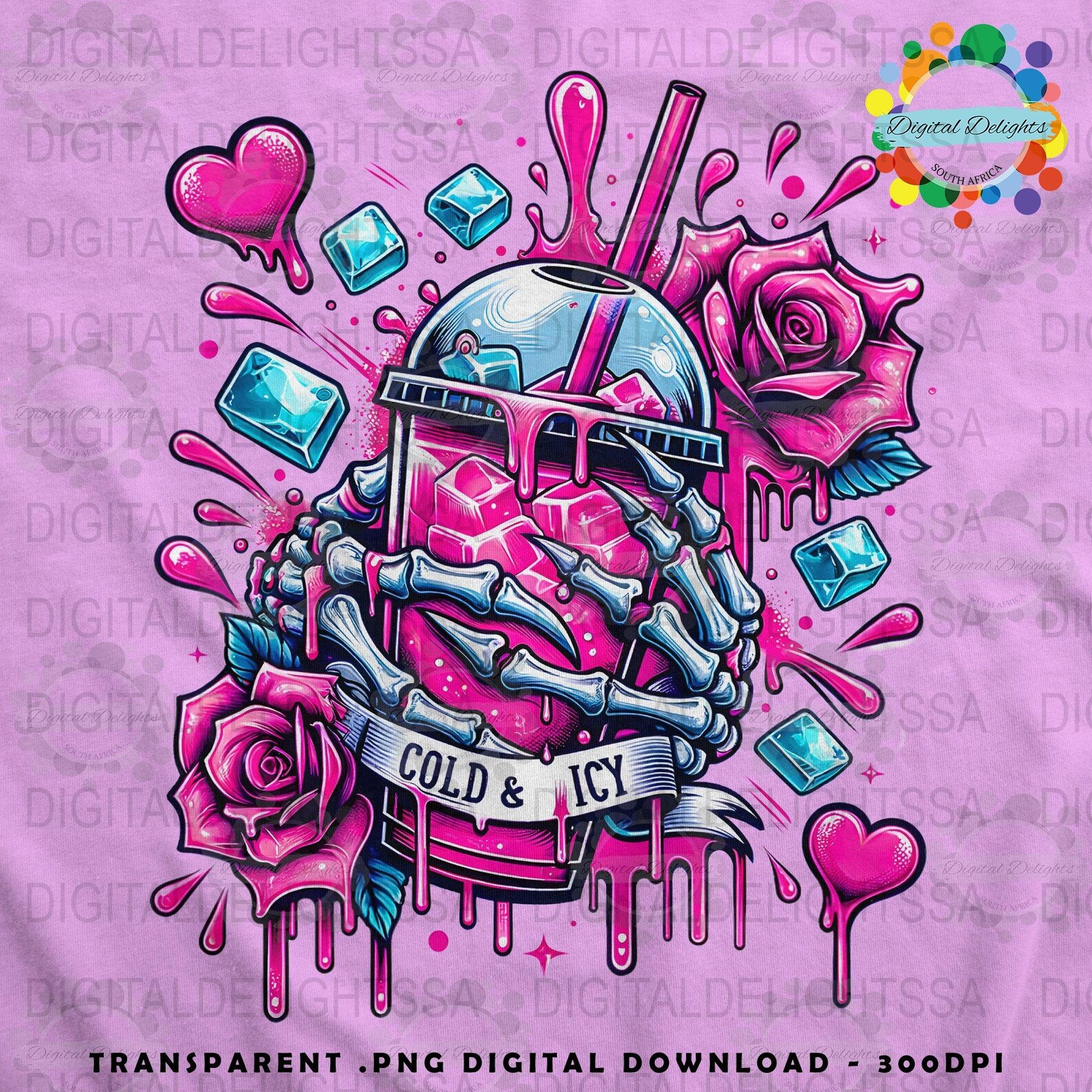 Anti Valentine Cold and Icy Vibrant Skull Ice Cream Instant Download - Etsy
