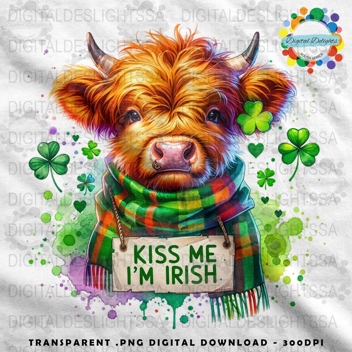 Highland Cow St. Patrick's Day Download, Kiss Me I'm Irish Instant ...