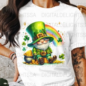 St. Patrick's Day Cute Leprechaun With Rainbow and a Pot of Gold ...