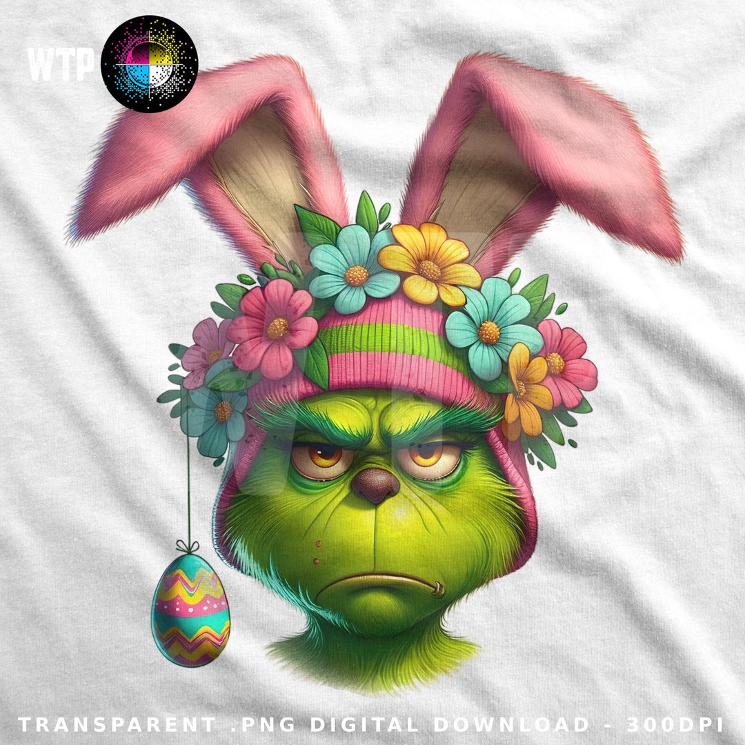 Easter Grumpy Rabbit With Bunny Ears Digital Download, Sublimation ...