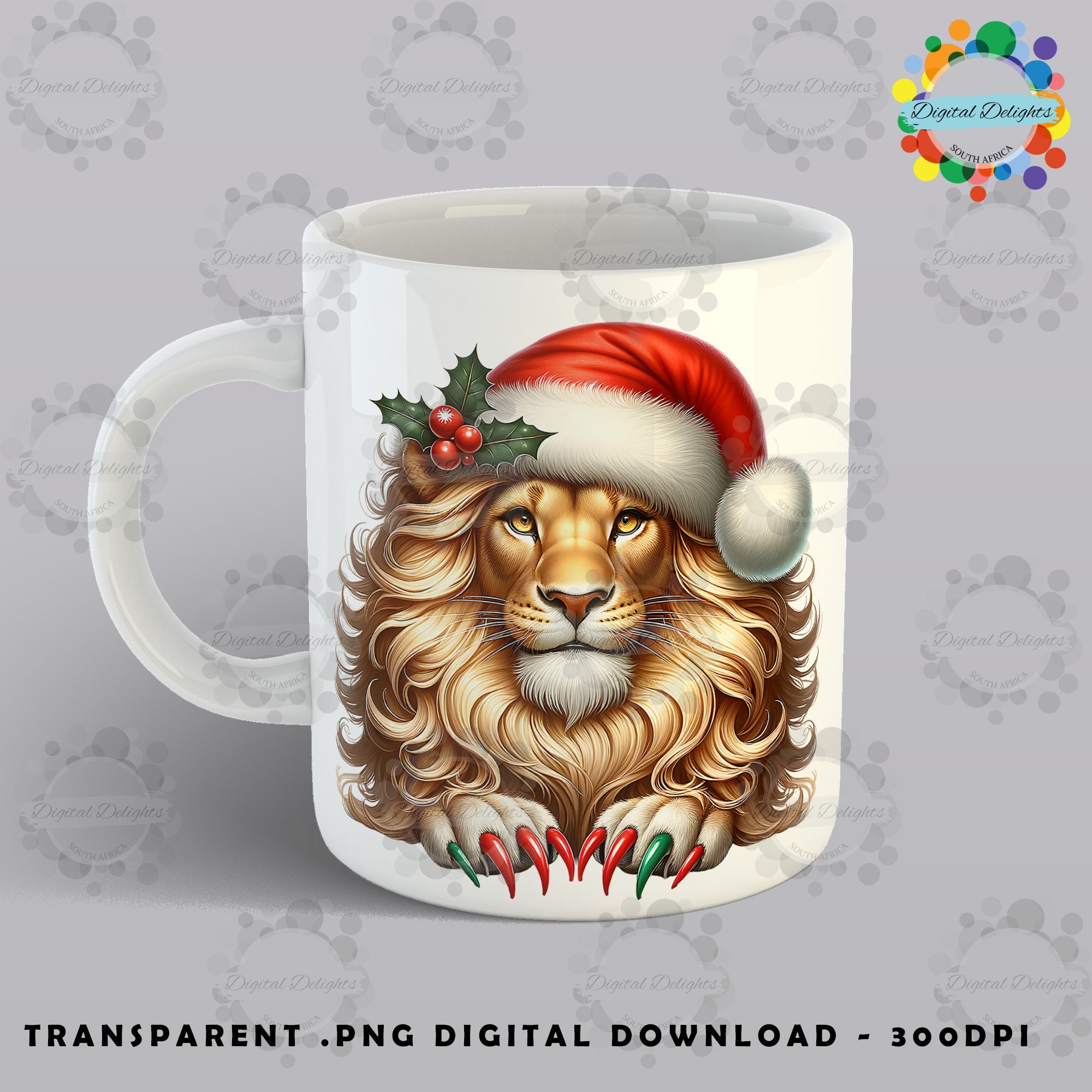 Santa Claws is Coming to Town Christmas Lion Digital Download Instant ...