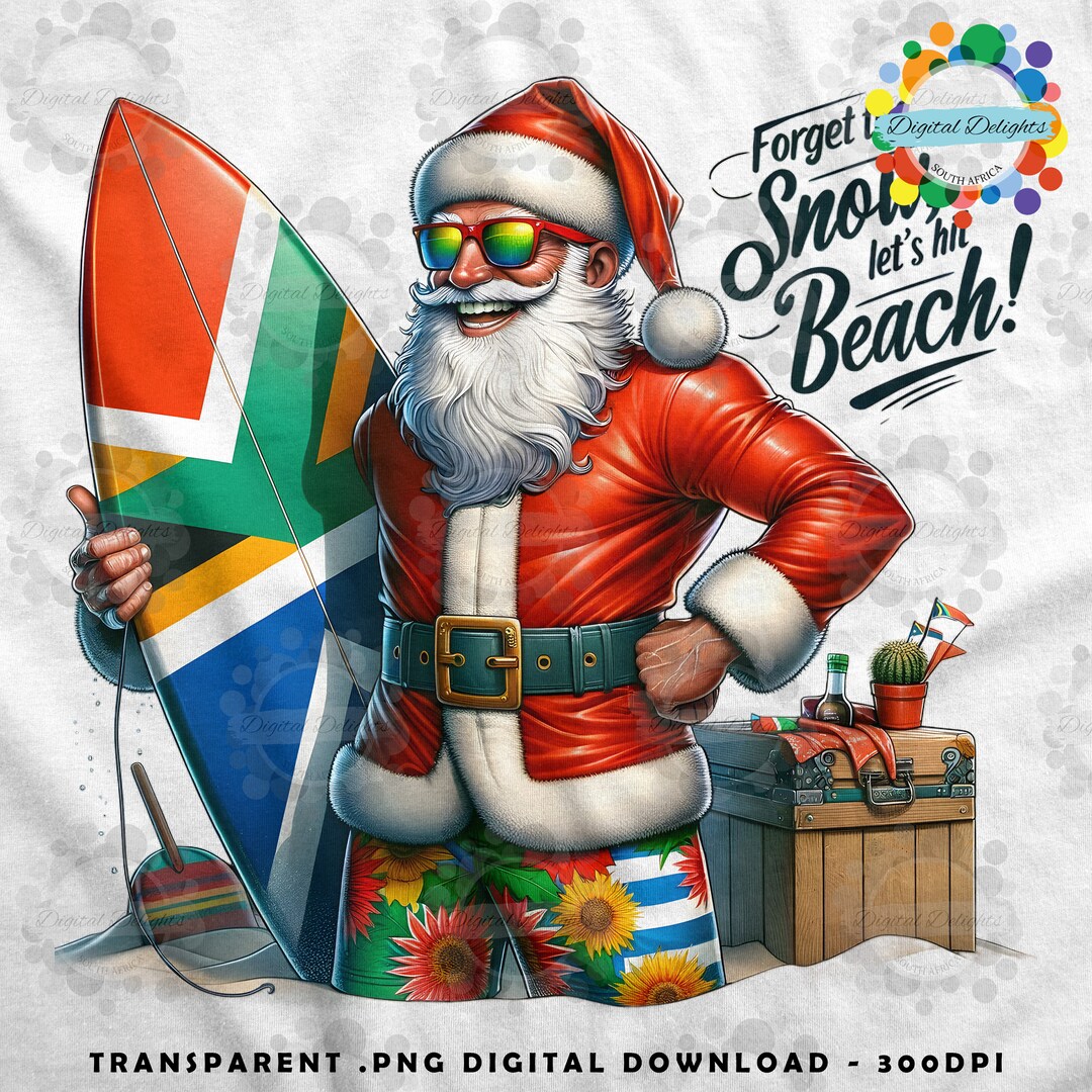 Santa Claus in South Africa in Beach Shorts and Sunglasses Instant ...