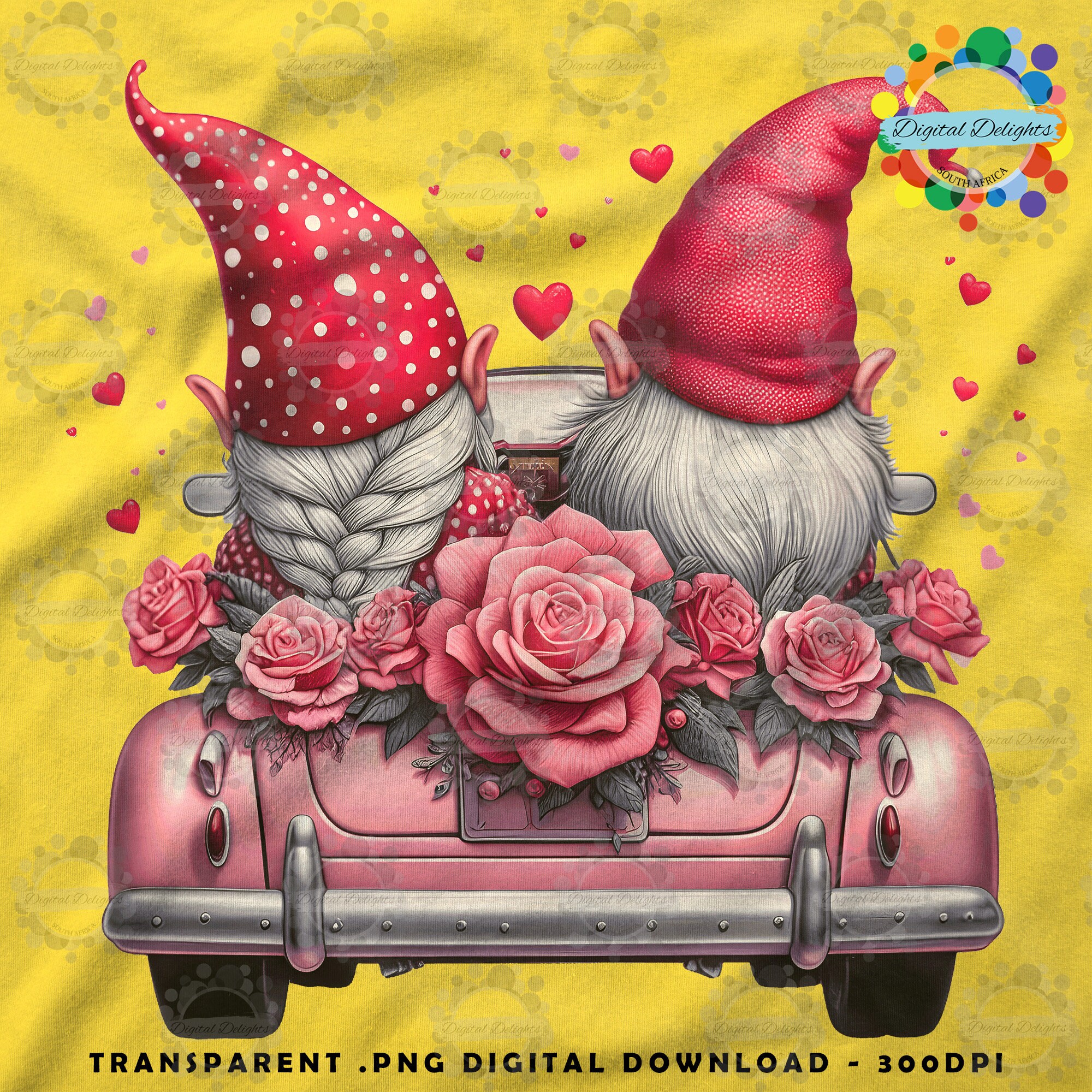 Adorable Gnome Pair in Vintage Car Sublimation PNG for T-shirts and ...