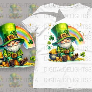St. Patrick's Day Cute Leprechaun With Rainbow and a Pot of Gold ...