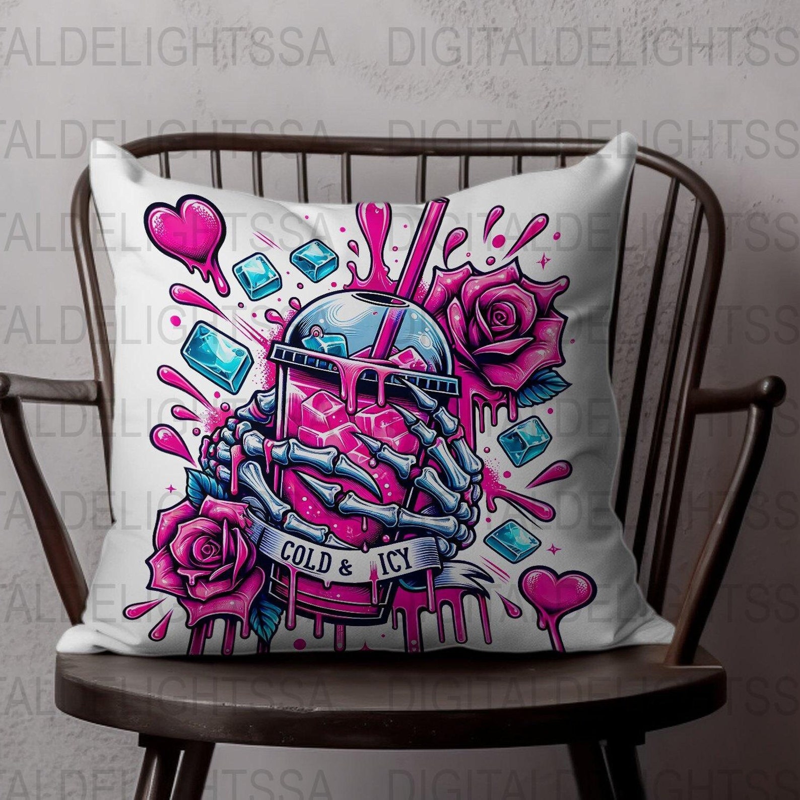 Anti Valentine Cold and Icy Vibrant Skull Ice Cream Instant Download - Etsy