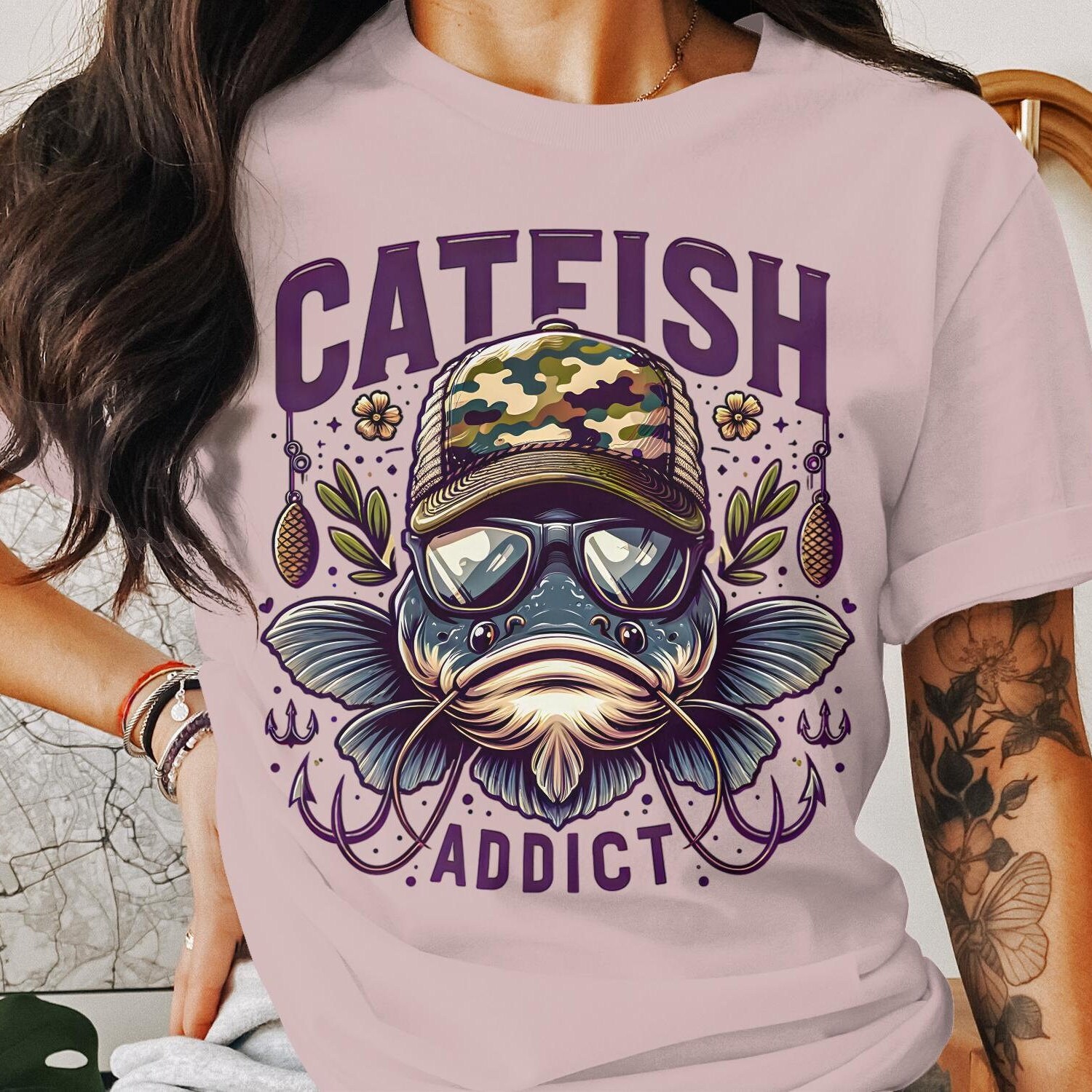 Catfish Addict Camouflage Hat Fishing Sublimation Design, Digital Fish ...