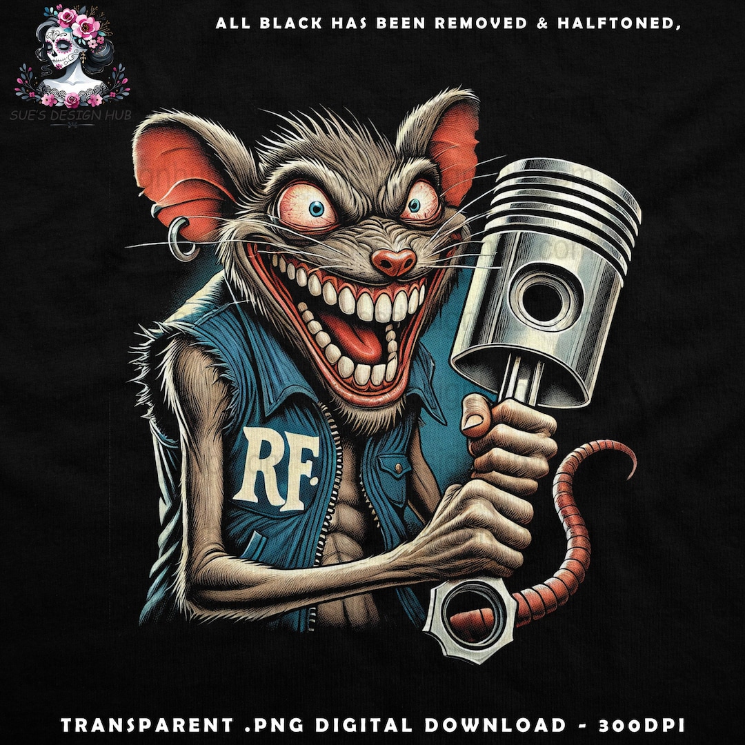 Rat Fink Inspired Design Transparent PNG T-shirt Graphic for White ...