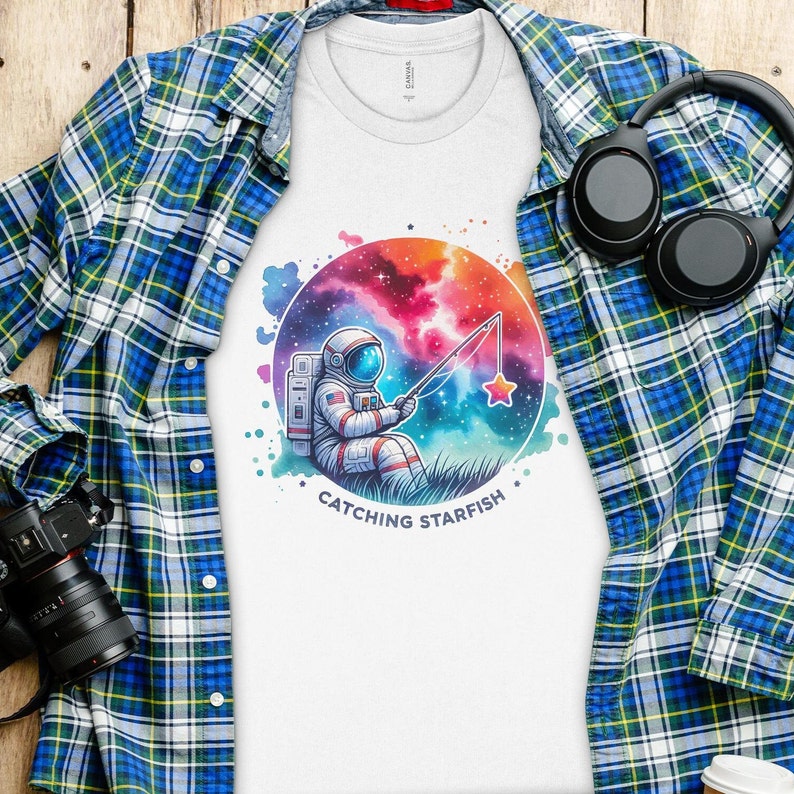 Astronaut Starfish Fishing Watercolor Digital Download, Sublimation ...