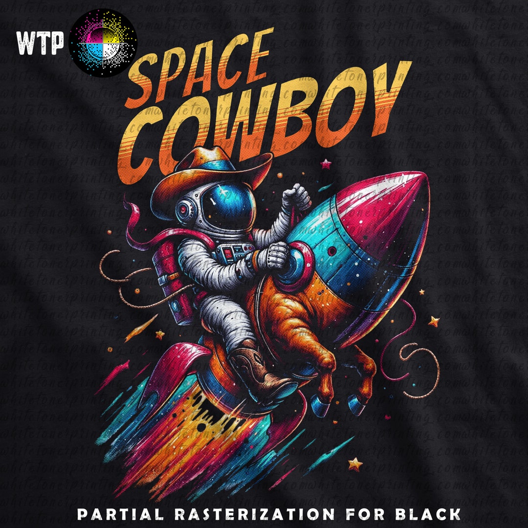 Space Cowboy Astronaut Digital Art Rocket Bull Ride Illustration ...