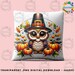 Happy Thanksgiving Day Adorable Owl With Pumpkins and Autumn Leaves ...