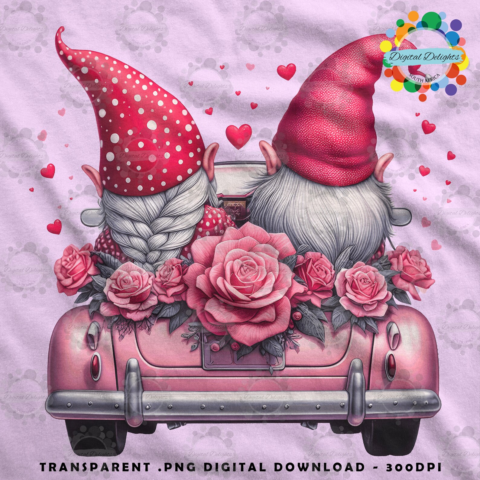 Adorable Gnome Pair in Vintage Car Sublimation PNG for T-shirts and ...