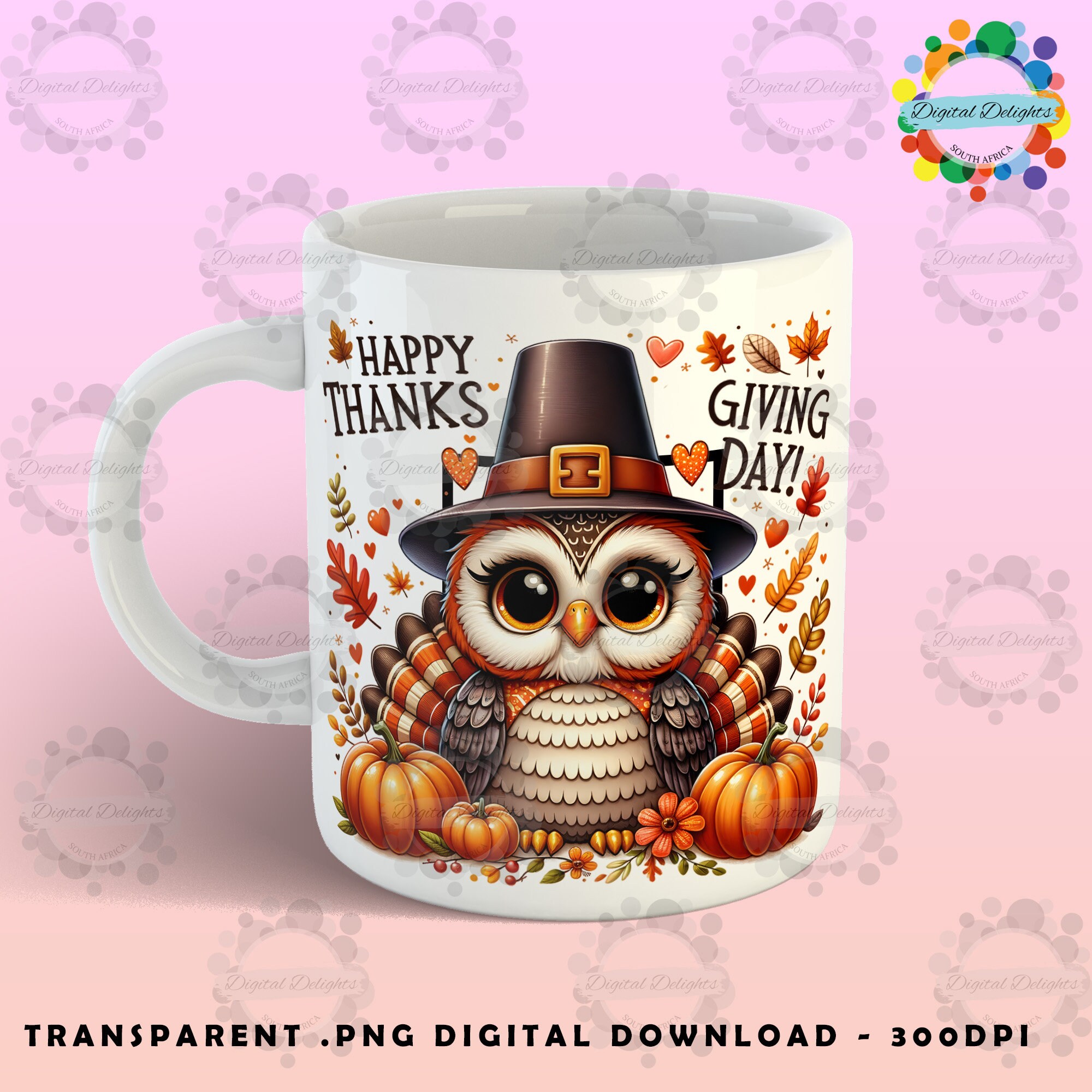 Happy Thanksgiving Day Adorable Owl With Pumpkins and Autumn Leaves ...