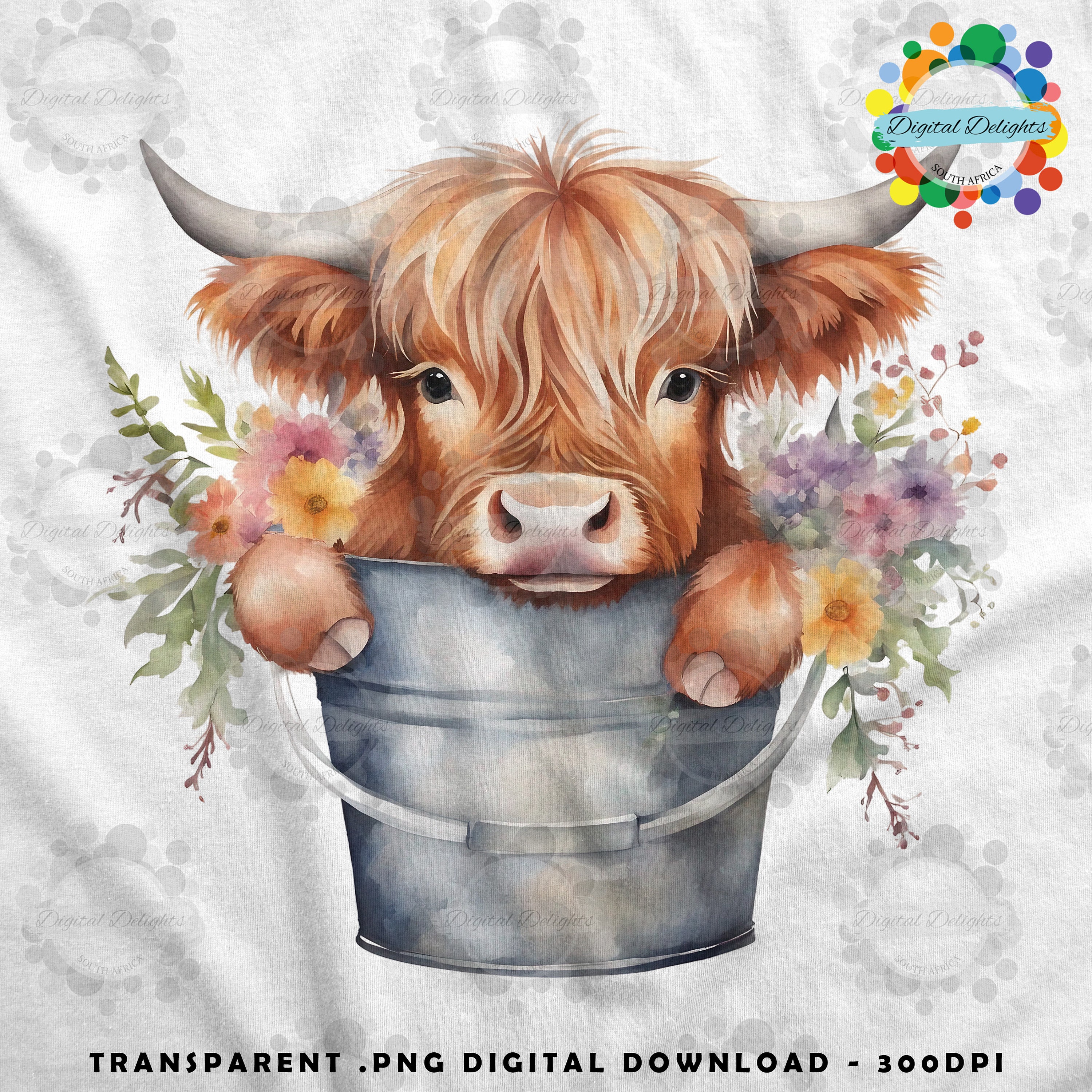 8 X High Quality Png's Format Highland Cow With Flower Crown Clipart ...