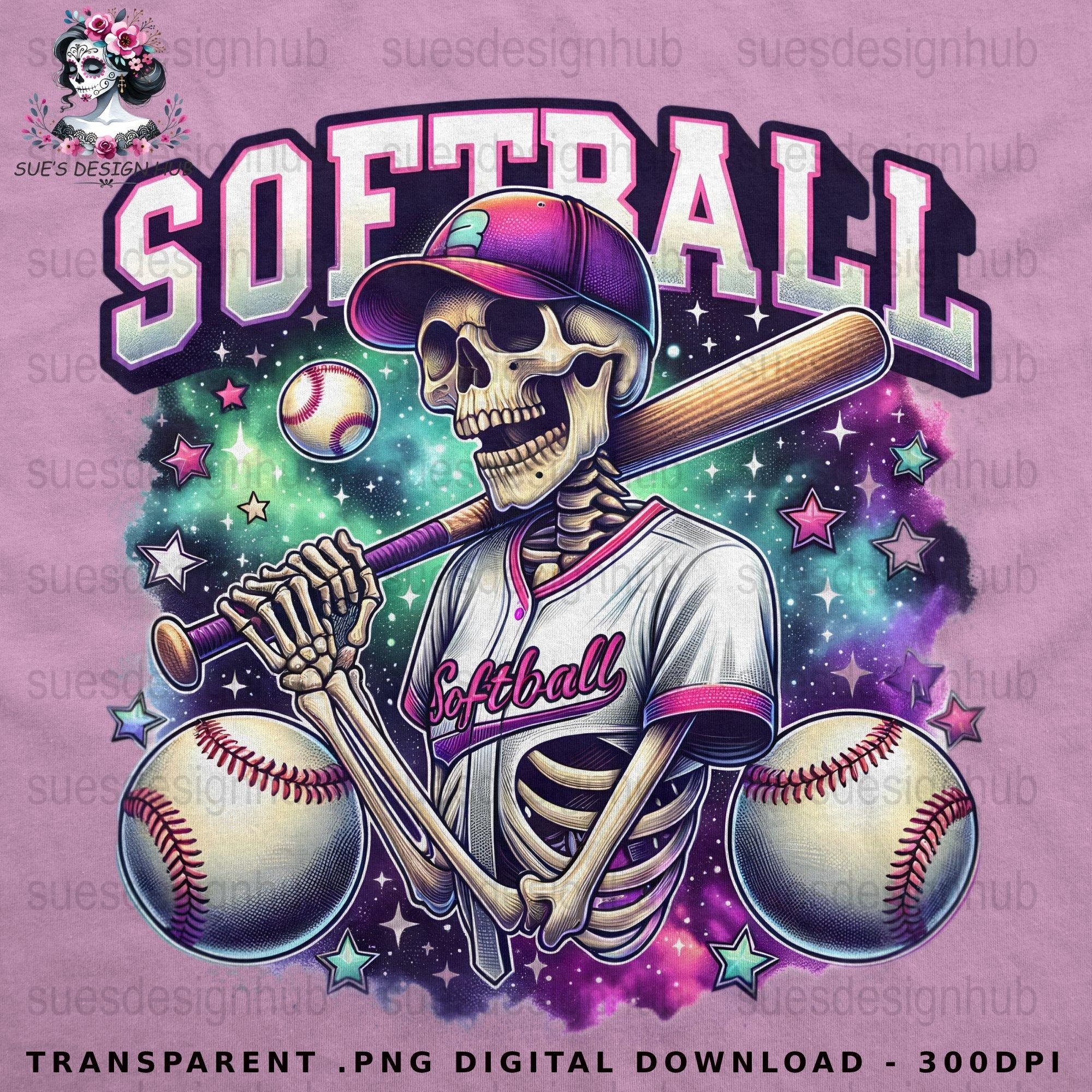 Cosmic Softball Skeleton Digital Galactic Baseball Skull , Space Theme ...