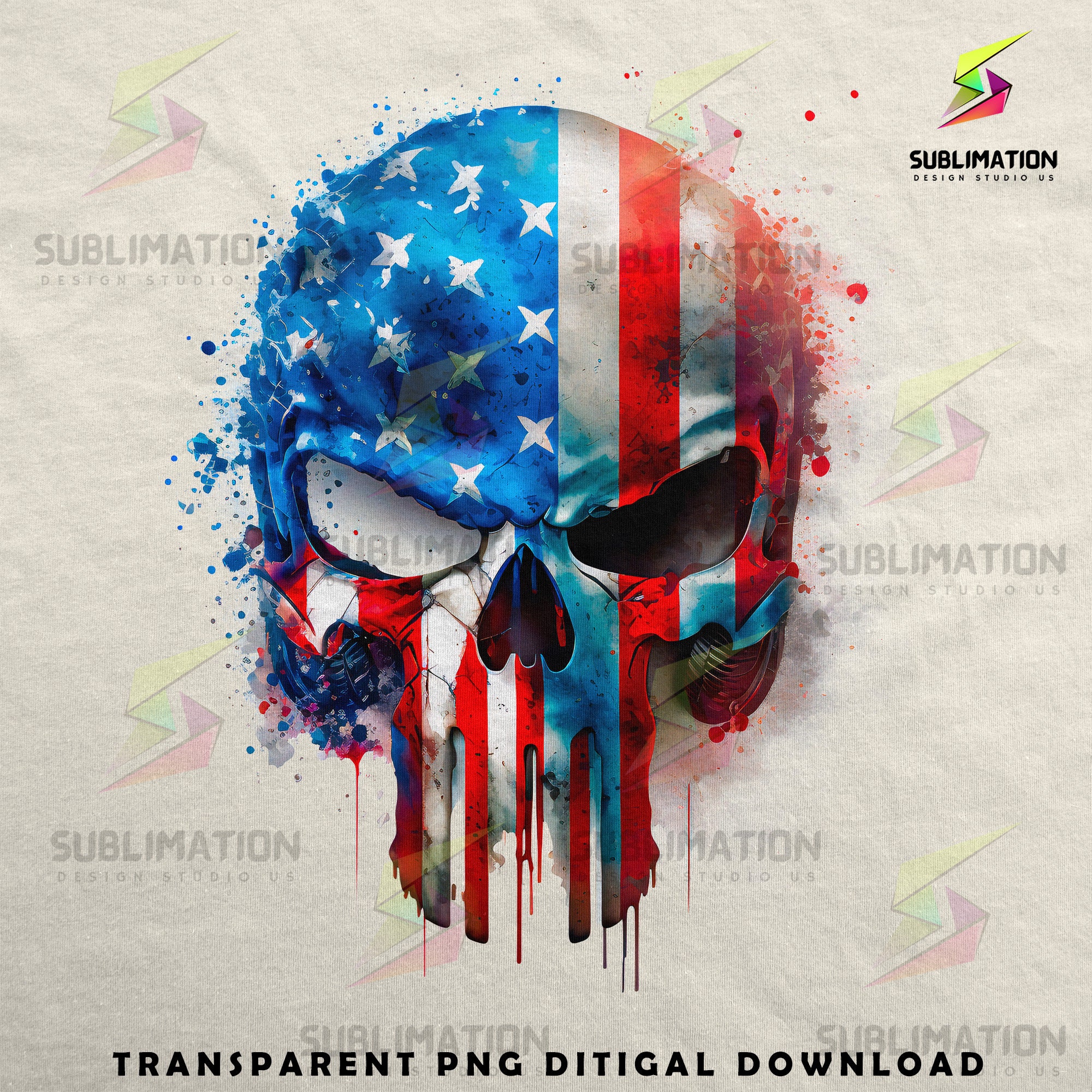 Patriotic Punisher Skull USA Flag Colors American Flag Punisher Skull ...