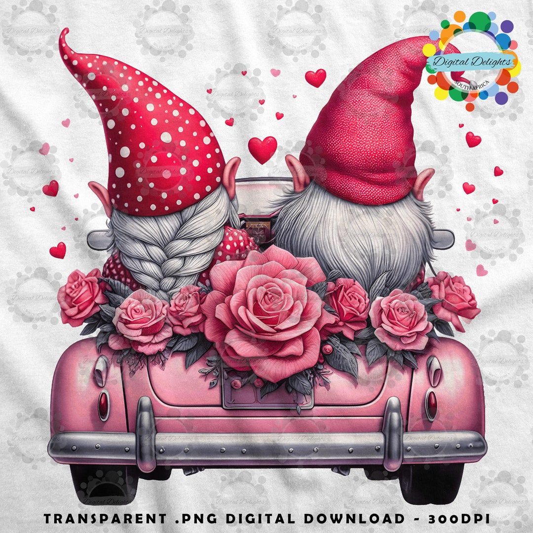 Adorable Gnome Pair in Vintage Car Sublimation PNG for T-shirts and ...