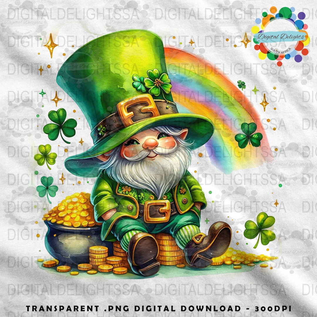 St. Patrick's Day Cute Leprechaun With Rainbow and a Pot of Gold ...