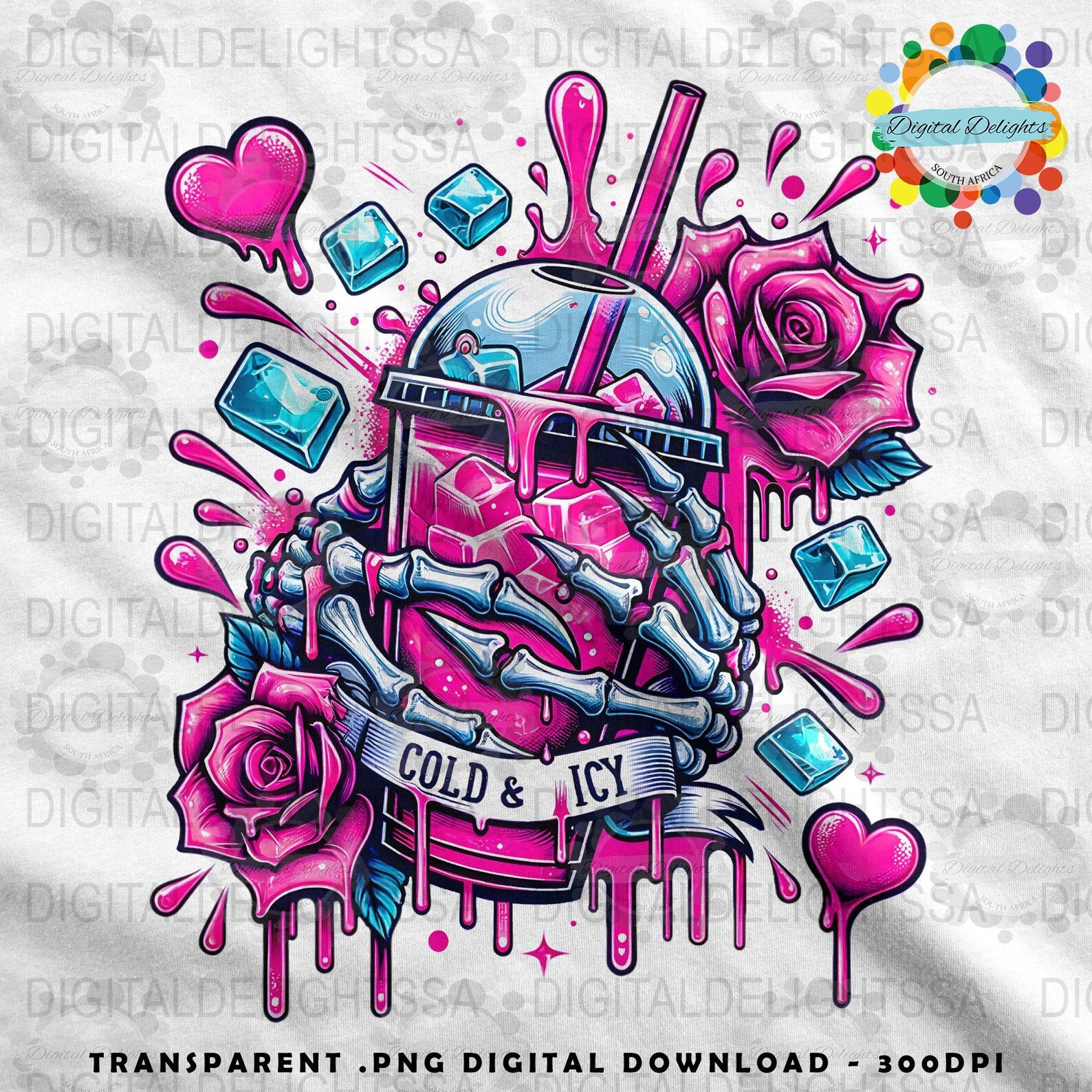 Anti Valentine Cold and Icy Vibrant Skull Ice Cream Instant Download - Etsy