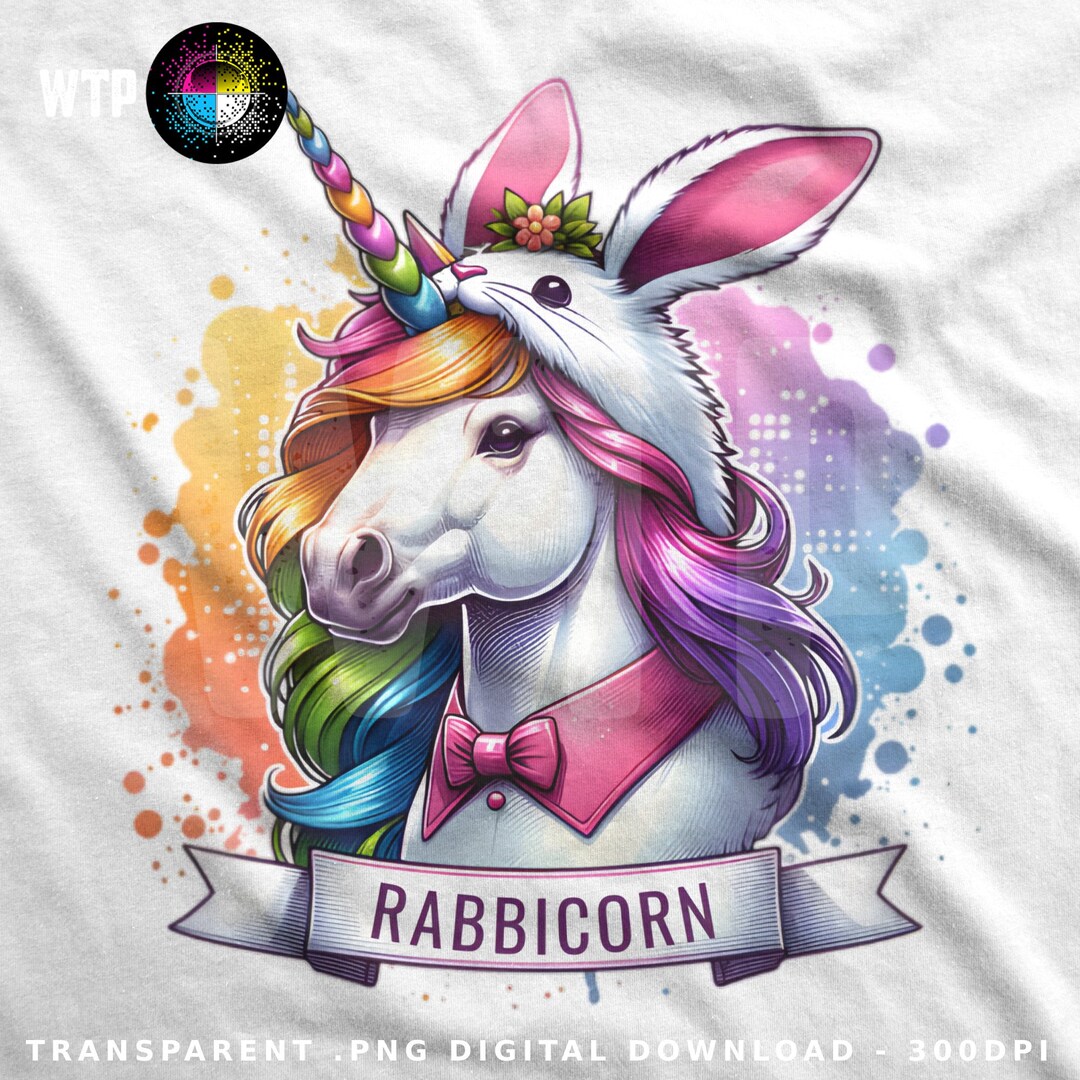 Unicorn Rabbit Digital Download, Rabbicorn Sublimation Design, Colorful ...