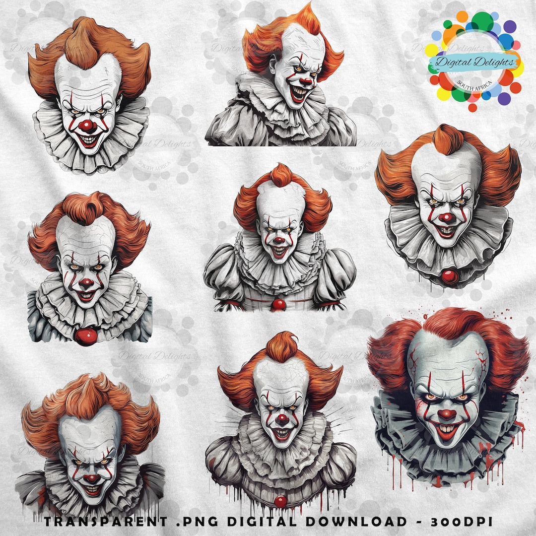 Pennywise Clown Clipart Collection 8 X High Quality Png's - Etsy