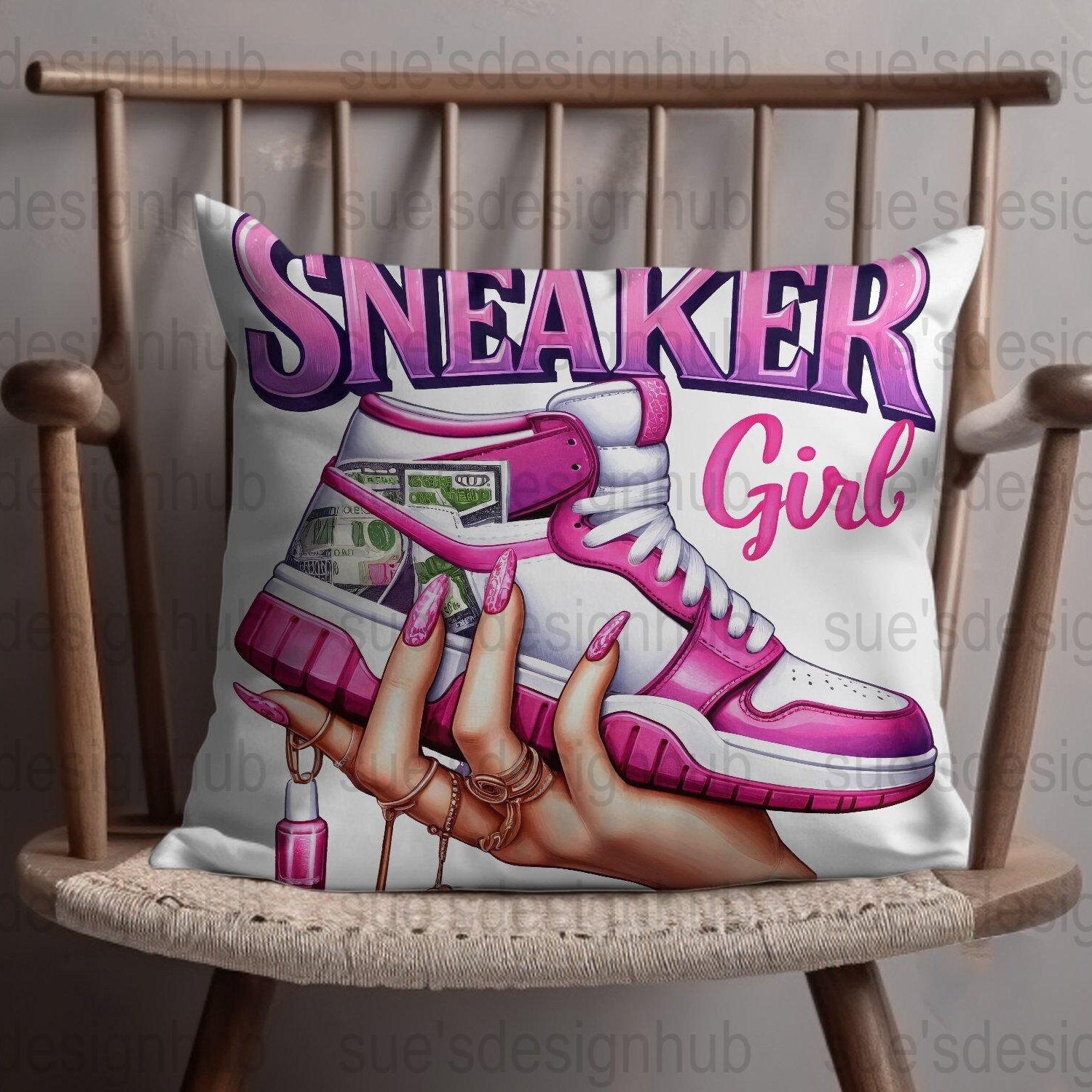 Sneaker Girl Clipart, Feminine Pink Shoe Digital PNG, Stylish Sneaker ...