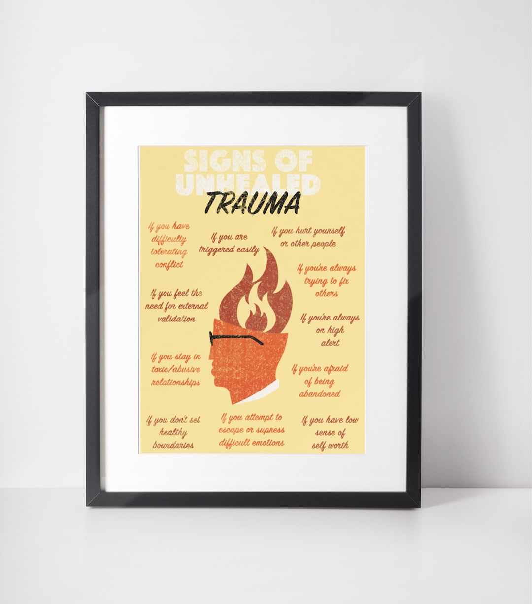 Signs of Unhealed Trauma, Printable, Poster, Mental Health, Therapy ...