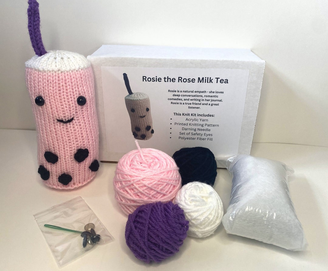 Boba Tea Knit Kit With Pattern Included Gift for Knitter - Etsy