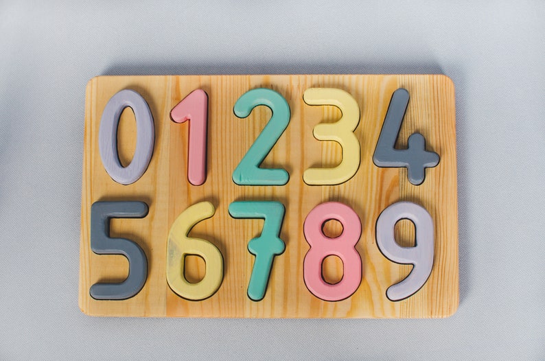 Wooden Puzzle Number 0-9 Homeschool Math Preschool Numbers | Etsy