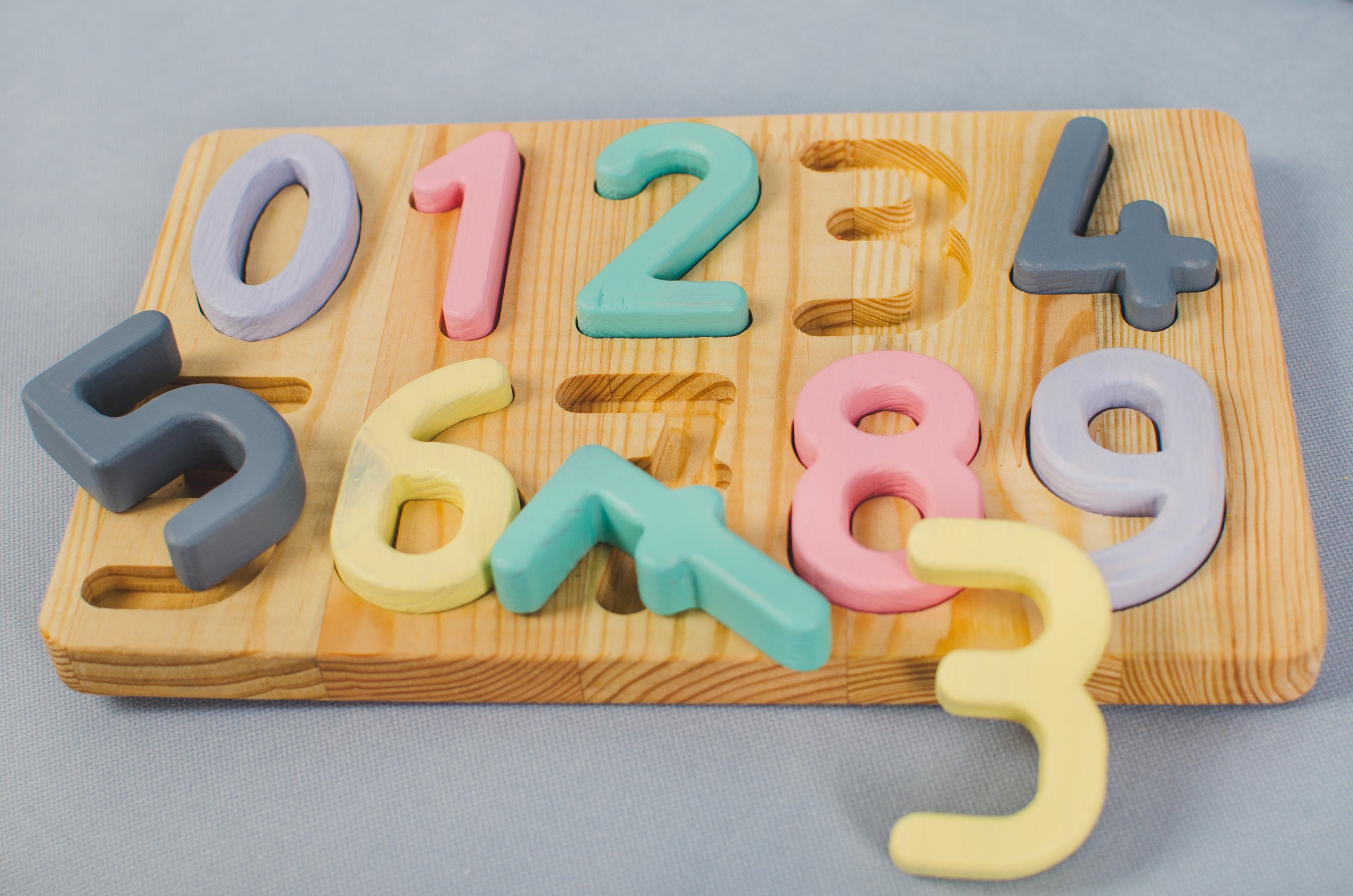 Wooden Puzzle Number 0 9 Homeschool Math Preschool Etsy