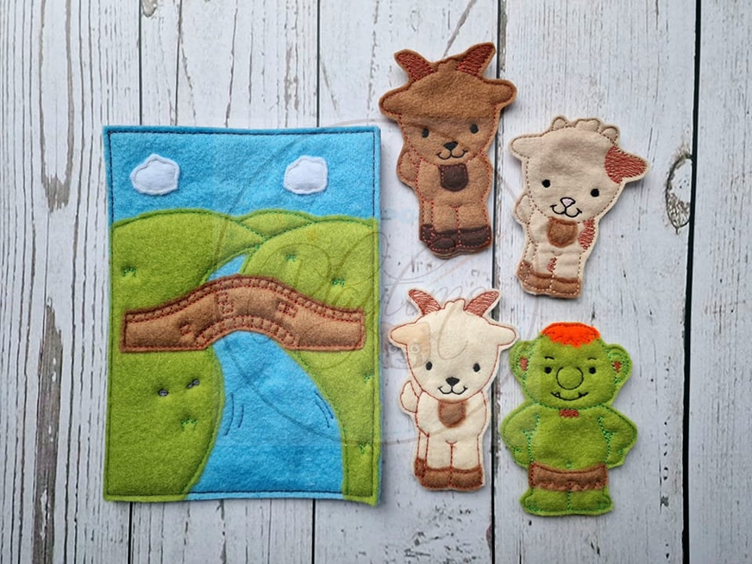 Billy Goats Gruff Finger Puppets, Traditional Tale, Play Mat, Machine ...