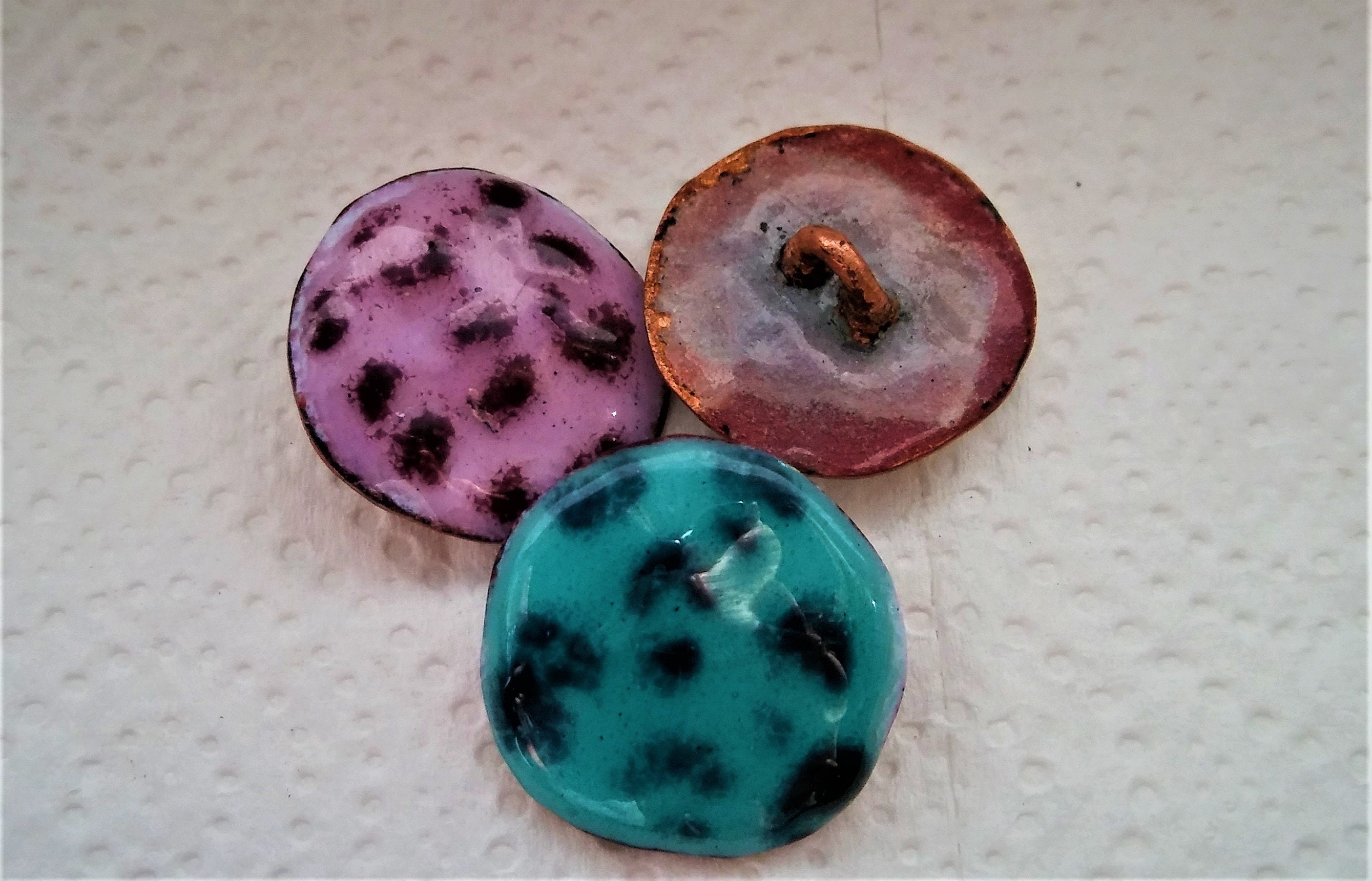 Set of Handmade Enamel Copper Buttons - Etsy