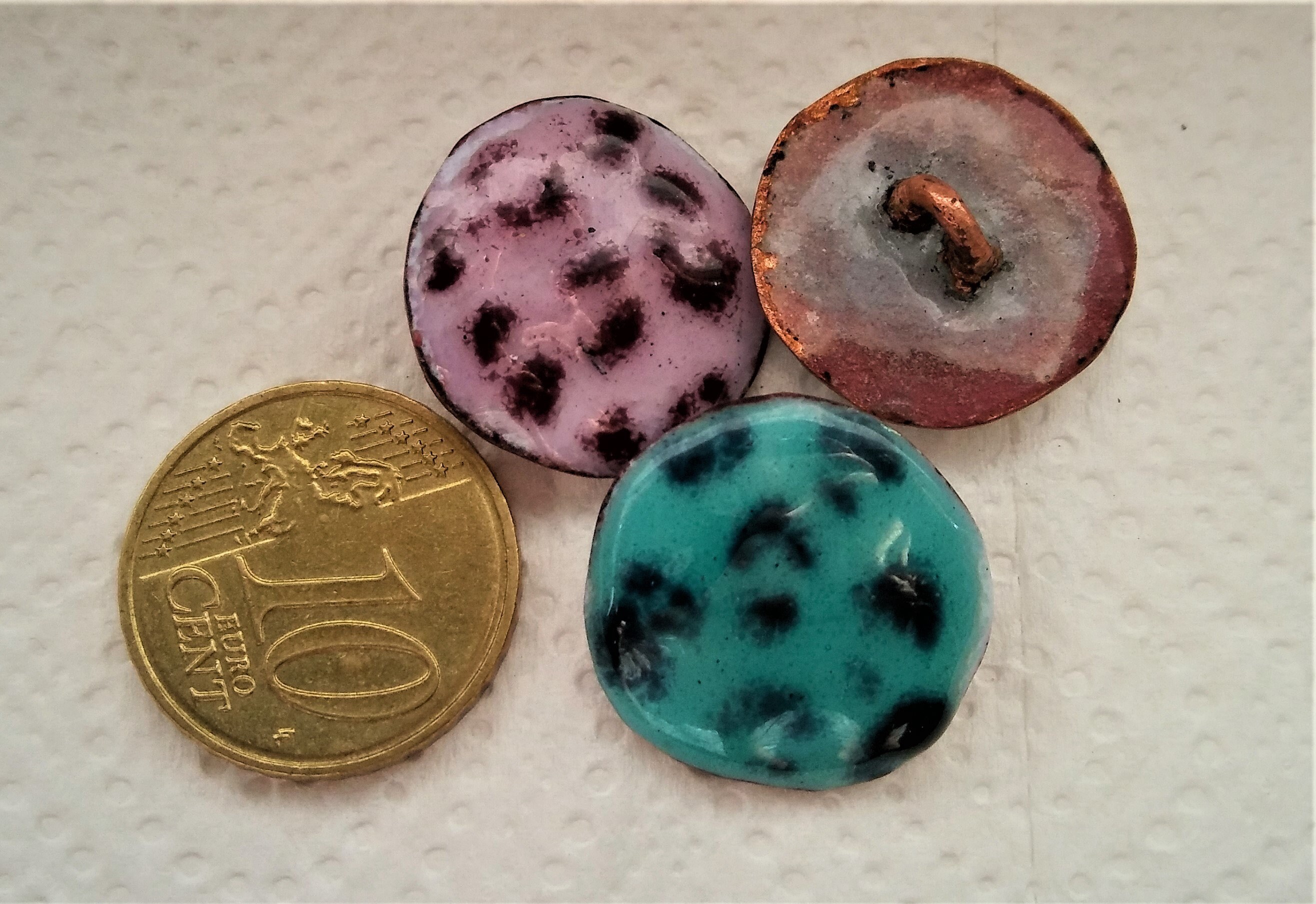 Set of Handmade Enamel Copper Buttons - Etsy