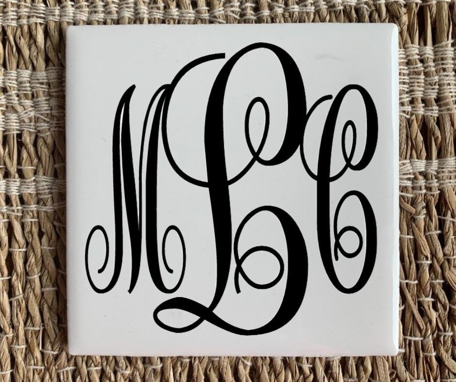 Monogram Coaster, Monogram Ceramic Tile, Letter Coaster, Personalized ...