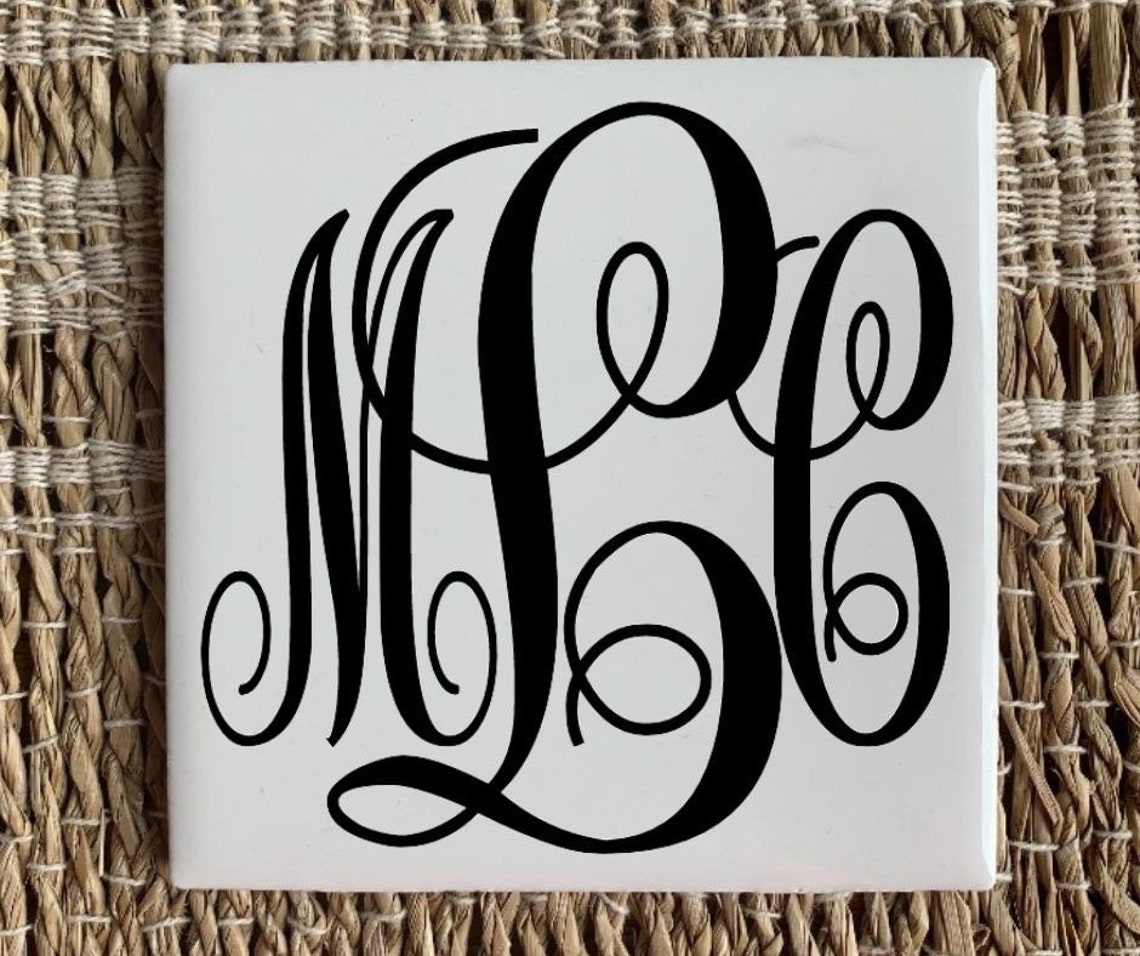Monogram Coaster, Monogram Ceramic Tile, Letter Coaster, Personalized ...