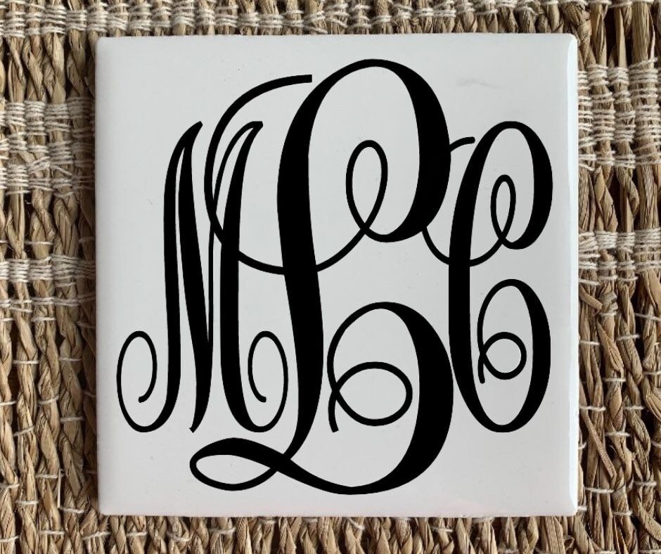 Monogram Coaster, Monogram Ceramic Tile, Letter Coaster, Personalized ...