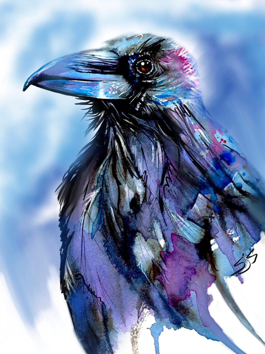 Raven Print/raven/bird ' Digital Download Artwork/bird Prints/raven ...