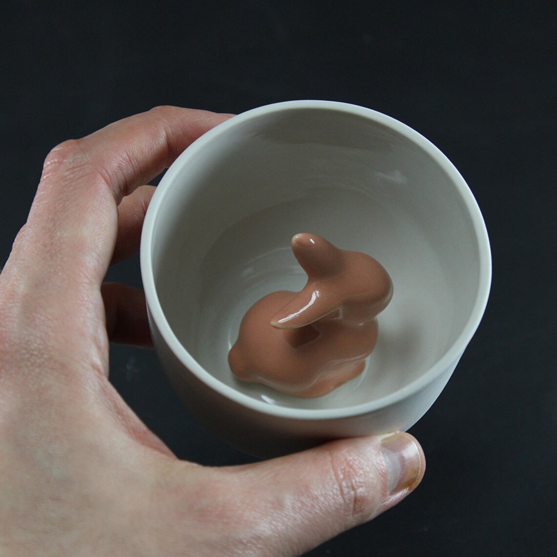 Hidden Animal Inside Surprise Bunny Mug, Handmade Porcelain Animal Mug ...