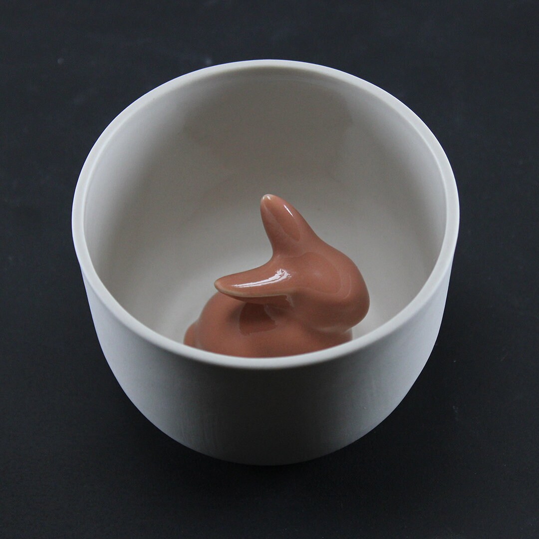 Hidden Animal Inside Surprise Bunny Mug, Handmade Porcelain Animal Mug ...