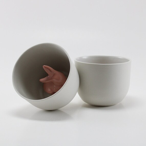 Hidden Animal Inside Surprise Bunny Mug Handmade Porcelain - Etsy
