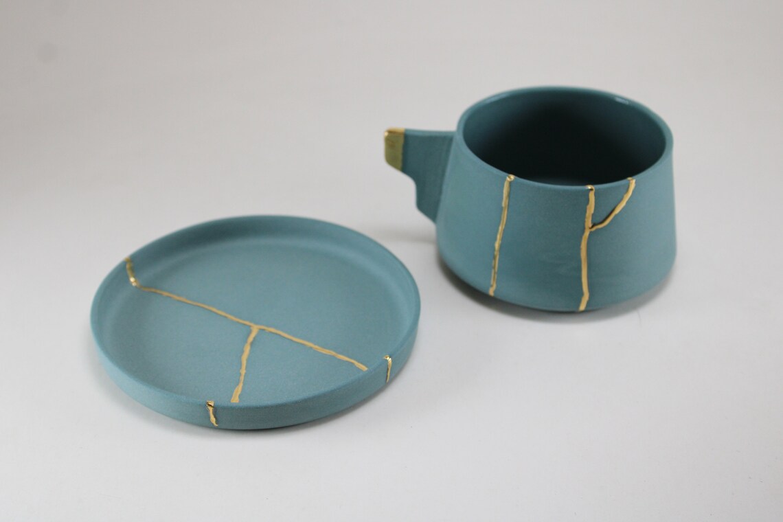 Kintsugi Gift Set, Kintsugi Cup, Kintsugi Wellness Cup, Matcha Tea Ceremony, Food Safe Kintsugi ...