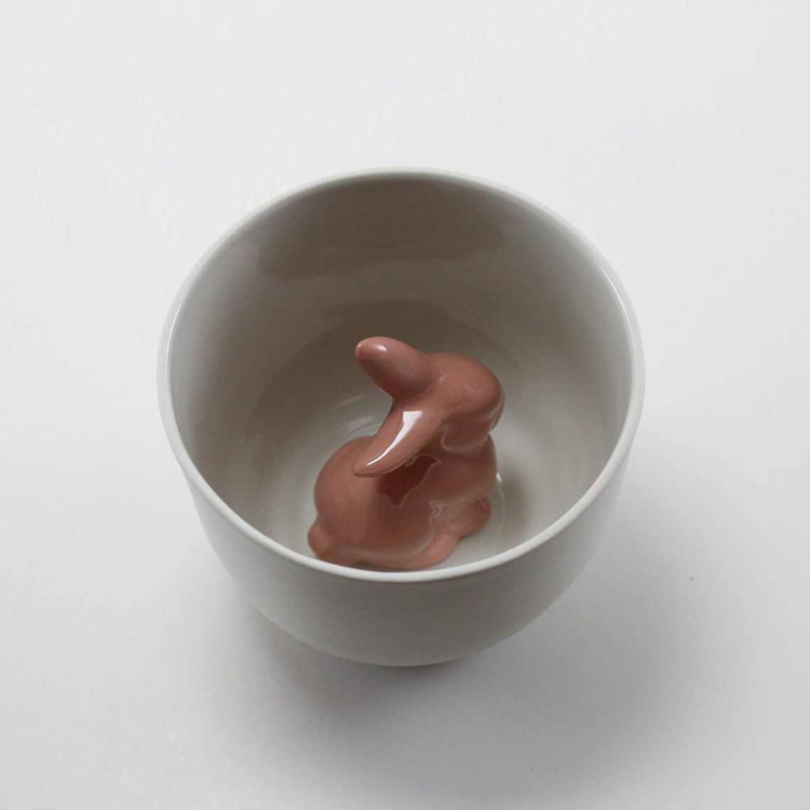 Hidden Animal Inside Surprise Bunny Mug, Handmade Porcelain Animal Mug ...