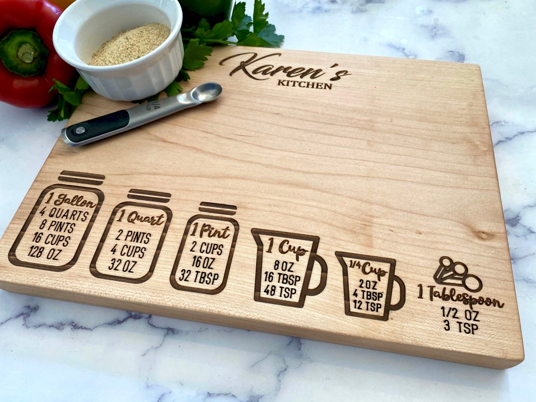 Conversion Chart Cutting Board, Custom Kitchen Decor Housewarming Gift ...