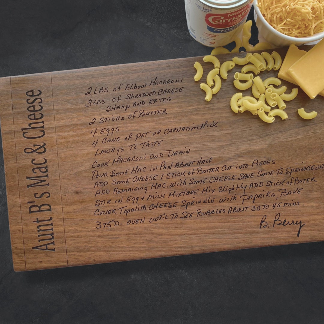 Handwritten Recipe Cutting Board Handwritten Recipe Board Engraved ...