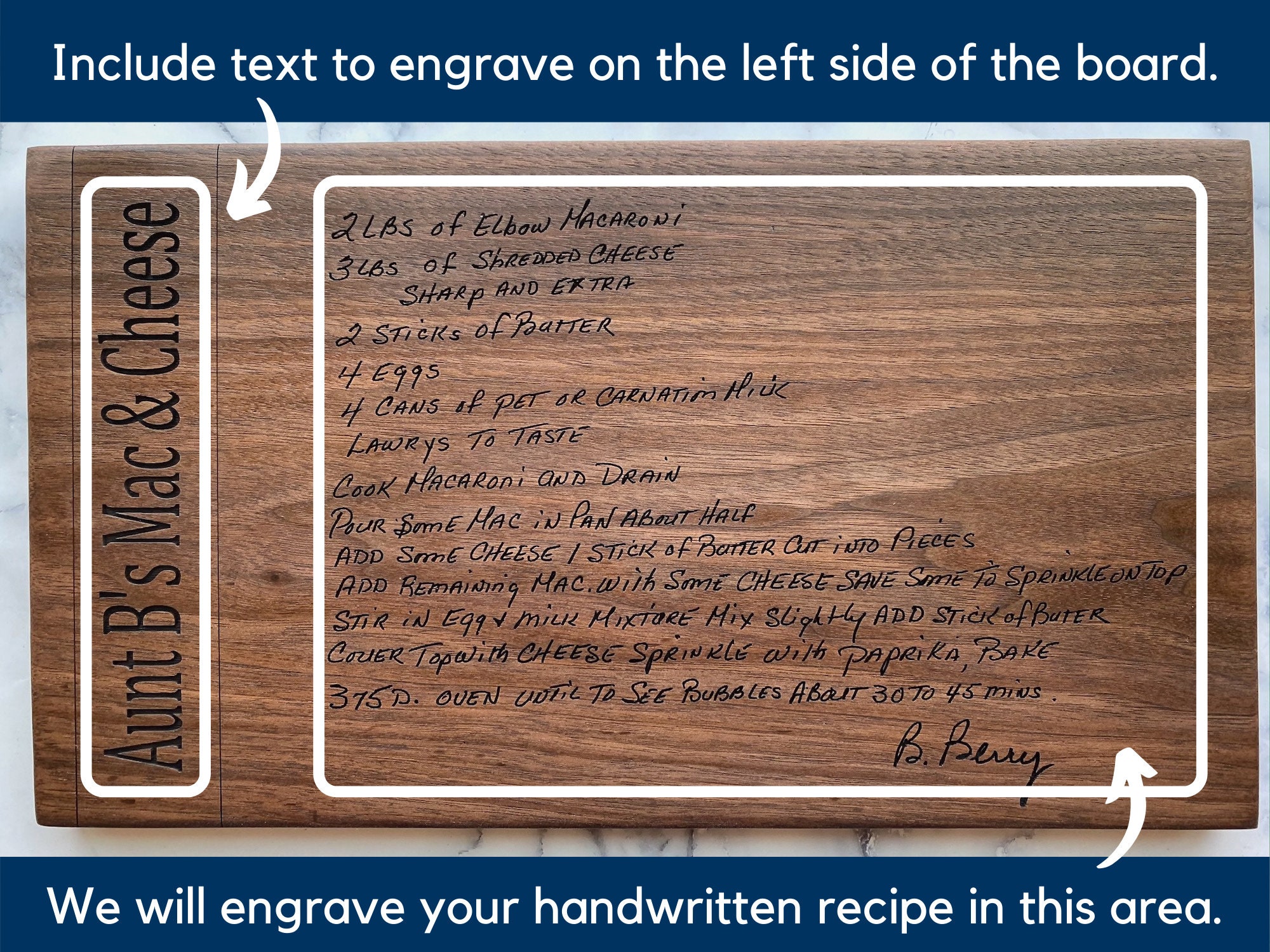 Personalized Recipe Cutting Board | Handwritten Recipe | Christmas Gift ...